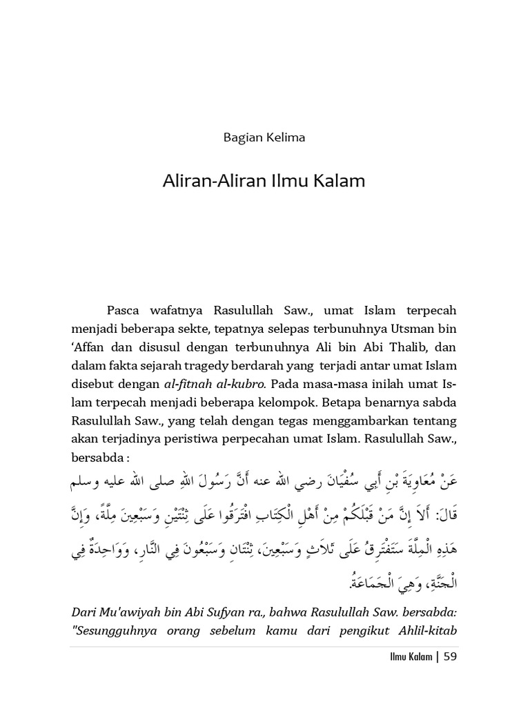 Aliran-Aliran Ilmu Kalam (Khawarij, Murji'Ah, Qadari'Ah, Dan Jabari'Ah ...