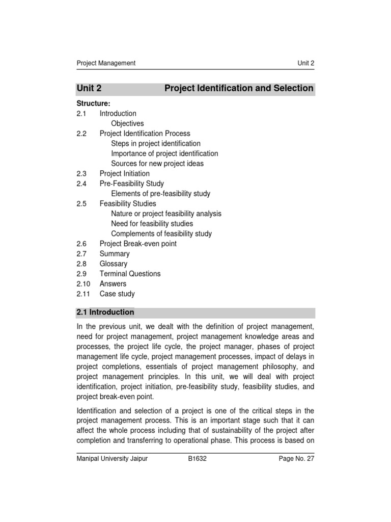 Unit 2 Project Identification and Selection | PDF | Feasibility Study ...