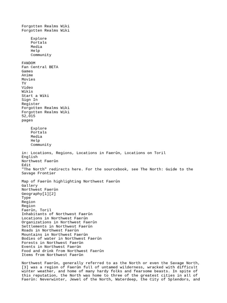 Northwest Faerûn | PDF | Forgotten Realms | Ed Greenwood