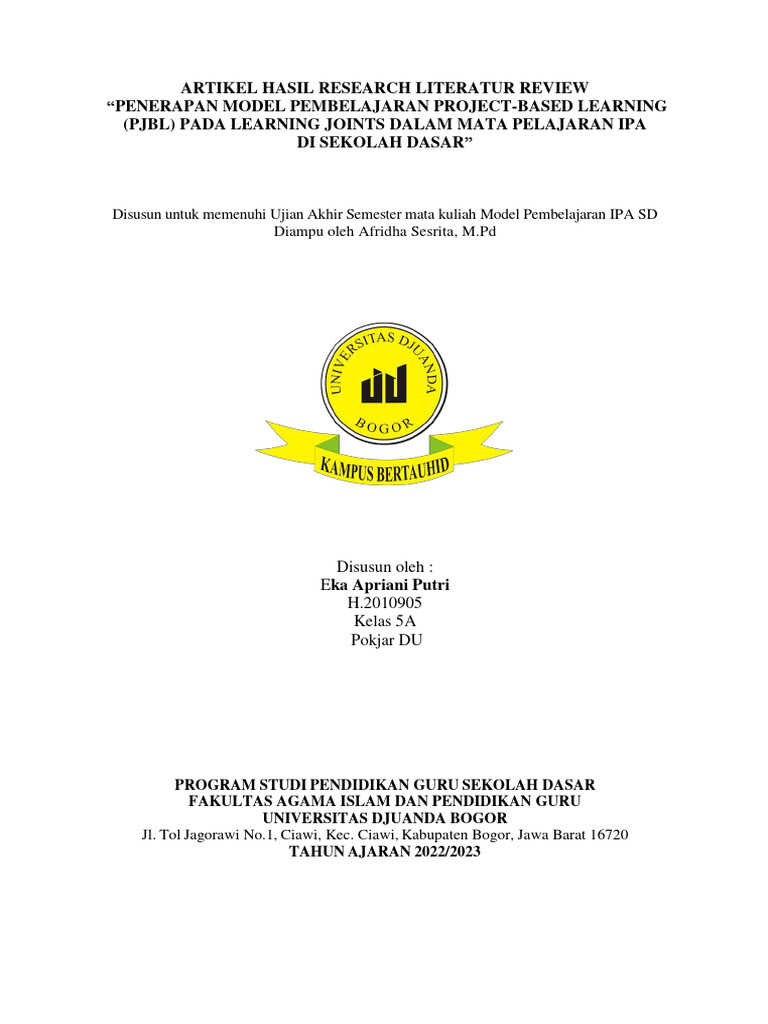 LJ Uas Artikel Ipa - Eka Apriani Putri | PDF | Karier & Perkembangan