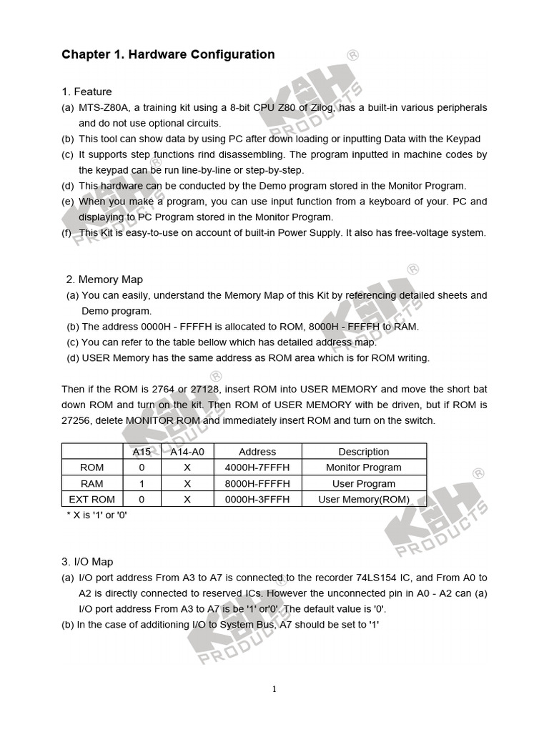 MTS-Z80A Training Kit Guide | PDF | Central Processing Unit | Input/Output