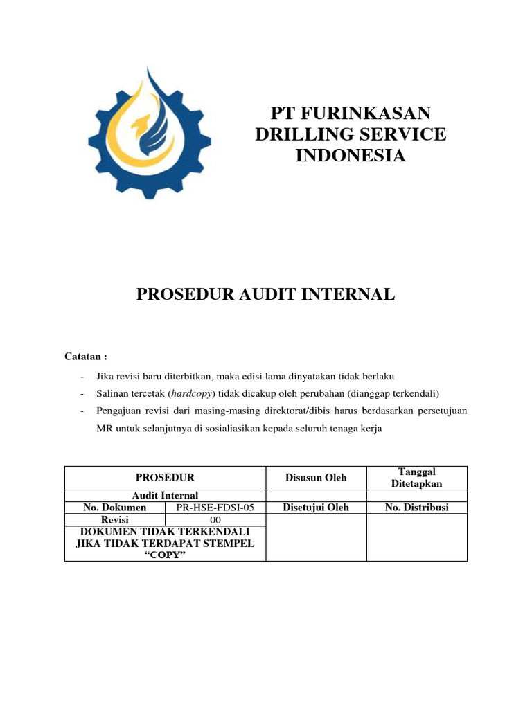 Prosedur Audit Internal PT Furinkasan | PDF