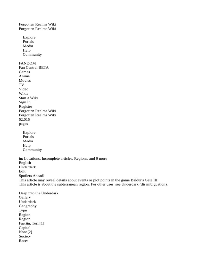 Underdark | PDF | Forgotten Realms | Ed Greenwood