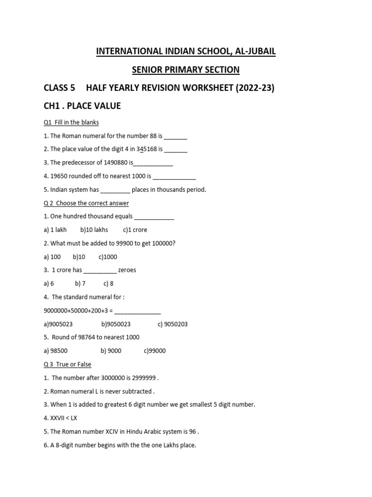 1011202222101PM-Class 5 Revision Worksheet For First Term Examination ...