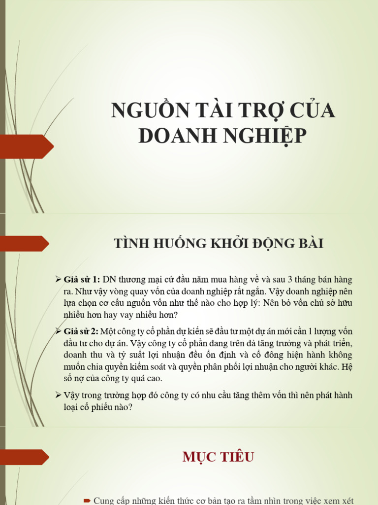 Chương 5- NGUỒN TÀI TRỢ CỦA DOANH NGHIỆP - TCDN1 - HVNH | PDF