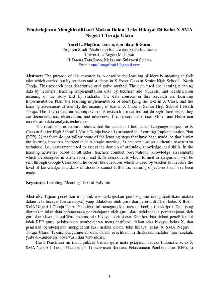 Artikel Aurel Lana Magfira 1651041018 | PDF | Cognition | Methodology