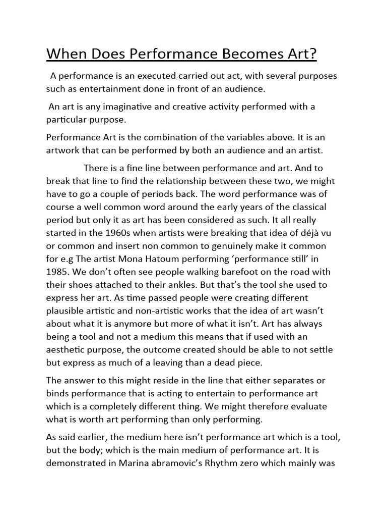 When Does Performance Becomes Art | PDF | Performance Art When Does Performance Becomes Art | PDF | Performance Art
