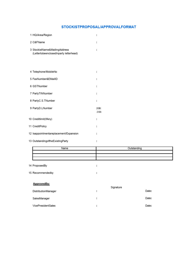 Stockist Approval | PDF