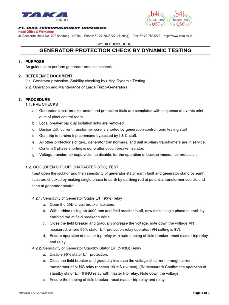 Generator Protection Dynamic Testing Guide | PDF | Transformer | Relay