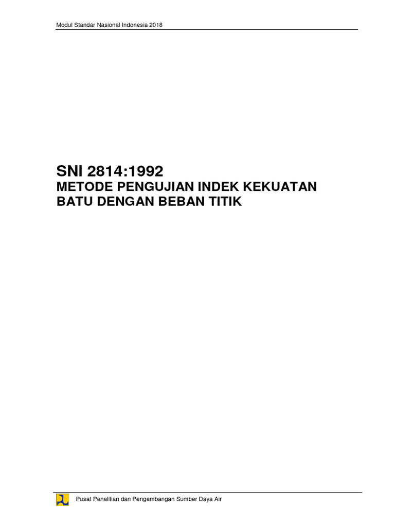 Modul SNI 2814 - 1992 Metode Pengujian Indek Kekuatan Batu DGN Beban Titik | PDF