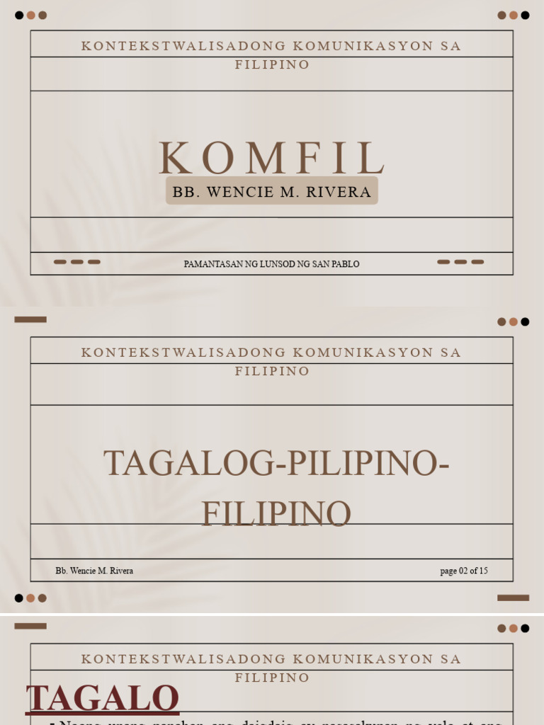 Komfil - Tagalog Pilipino Filipino | PDF
