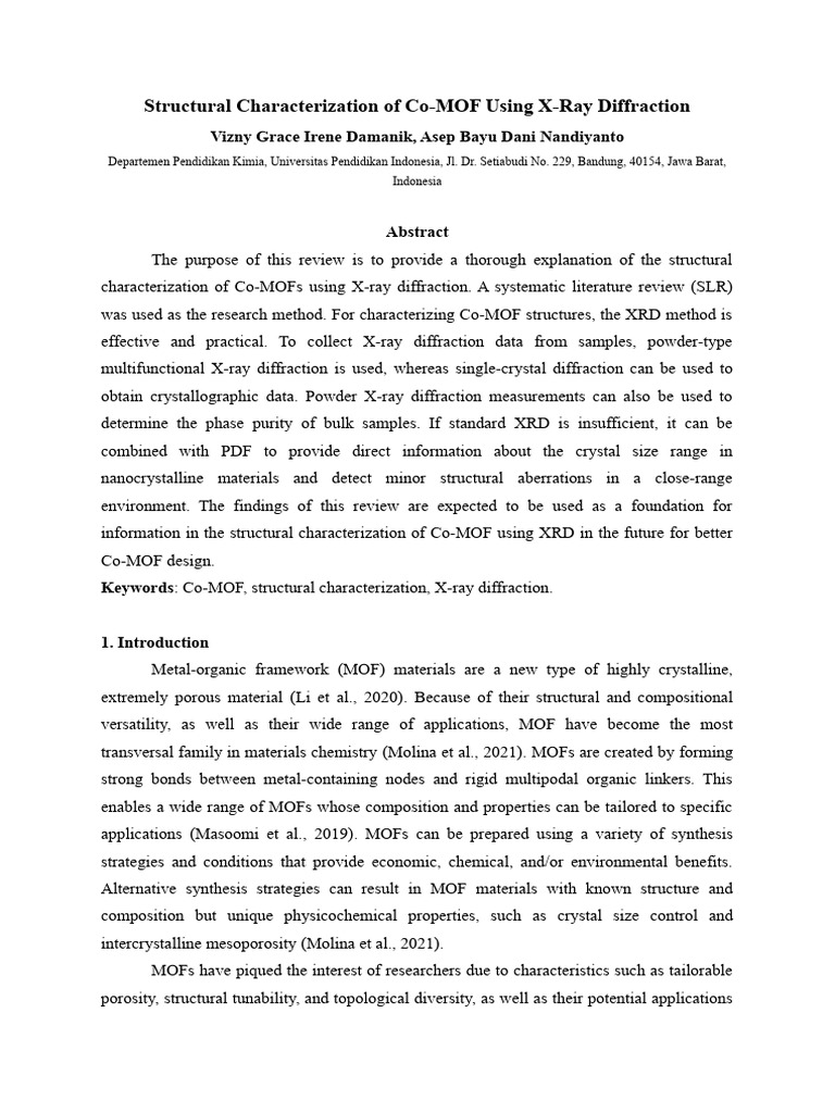 Co MOF XRD | PDF | X Ray Crystallography | Crystal Structure