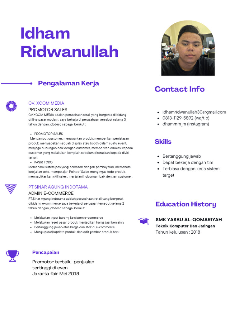 Purple White Bold Modern Digital Marketer CV | PDF
