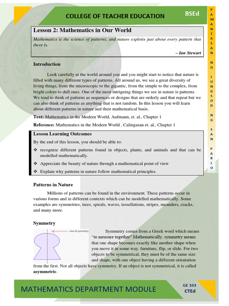 Symmetry and Patterns in Nature | PDF | Symmetry | Geometry