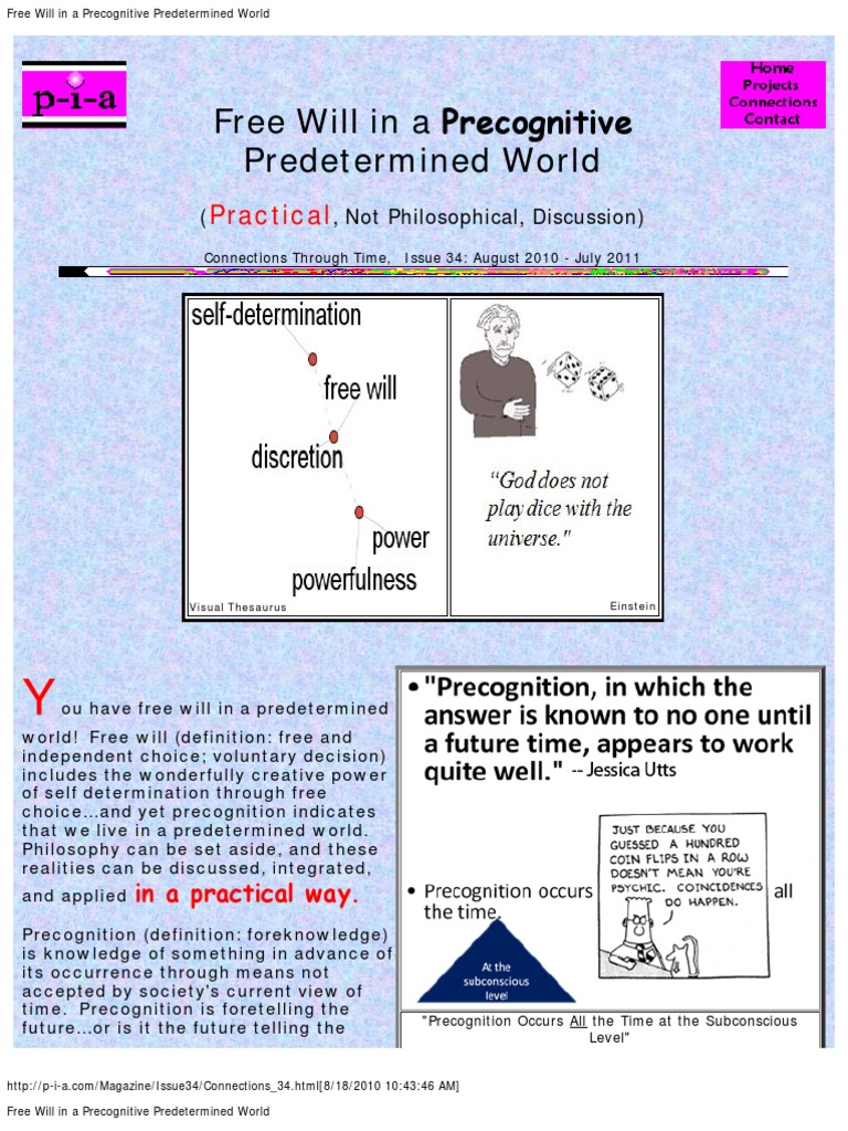 Free Will in A Precognitive Predetermined World | PDF | Free Will ...