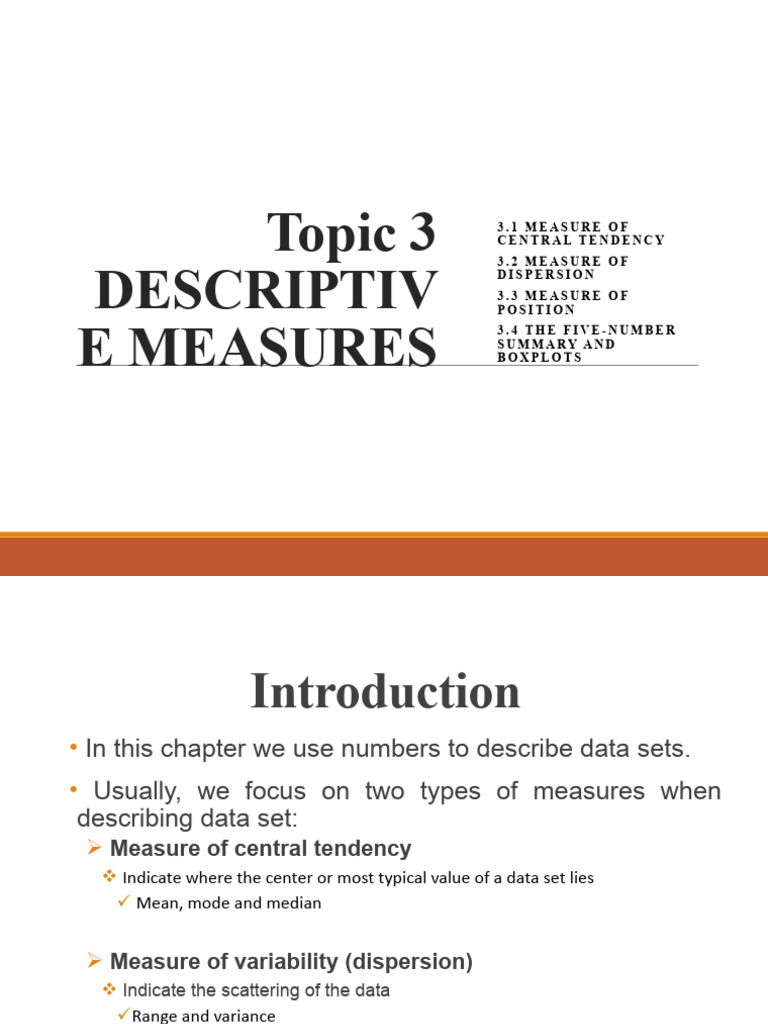 Statistics: Central Tendency & Dispersion | PDF | Variance | Mean