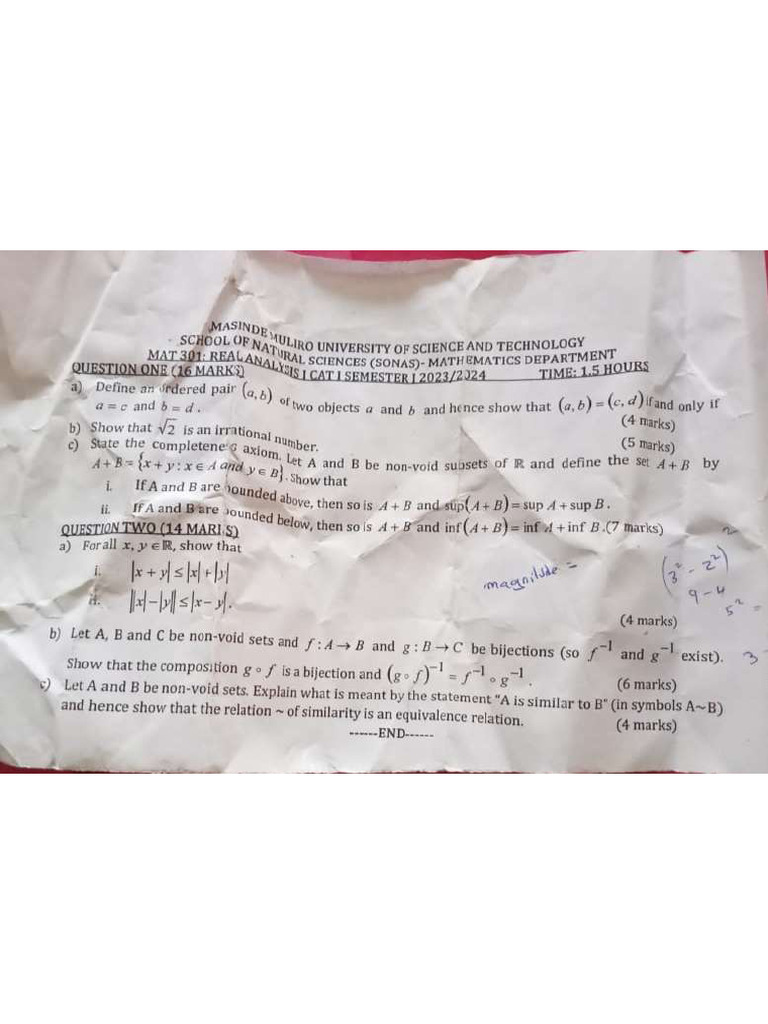 Real Analysis Maths 301 2023 | PDF