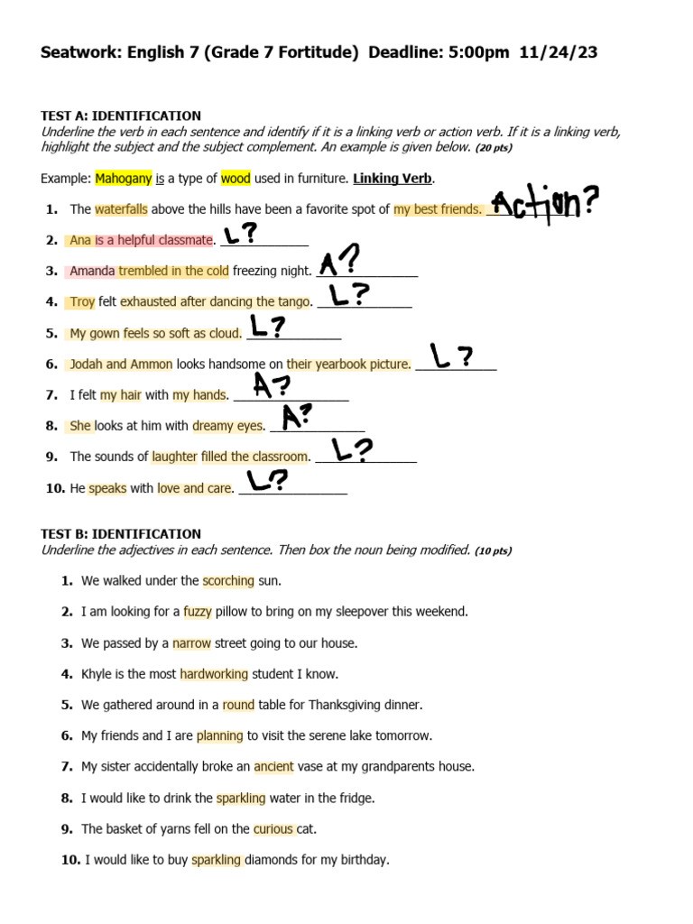 Seatwork English 8 | PDF