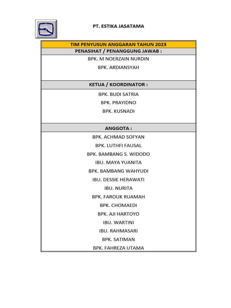 Schedule Penyusunan Anggaran 2024 (Nurita) | PDF