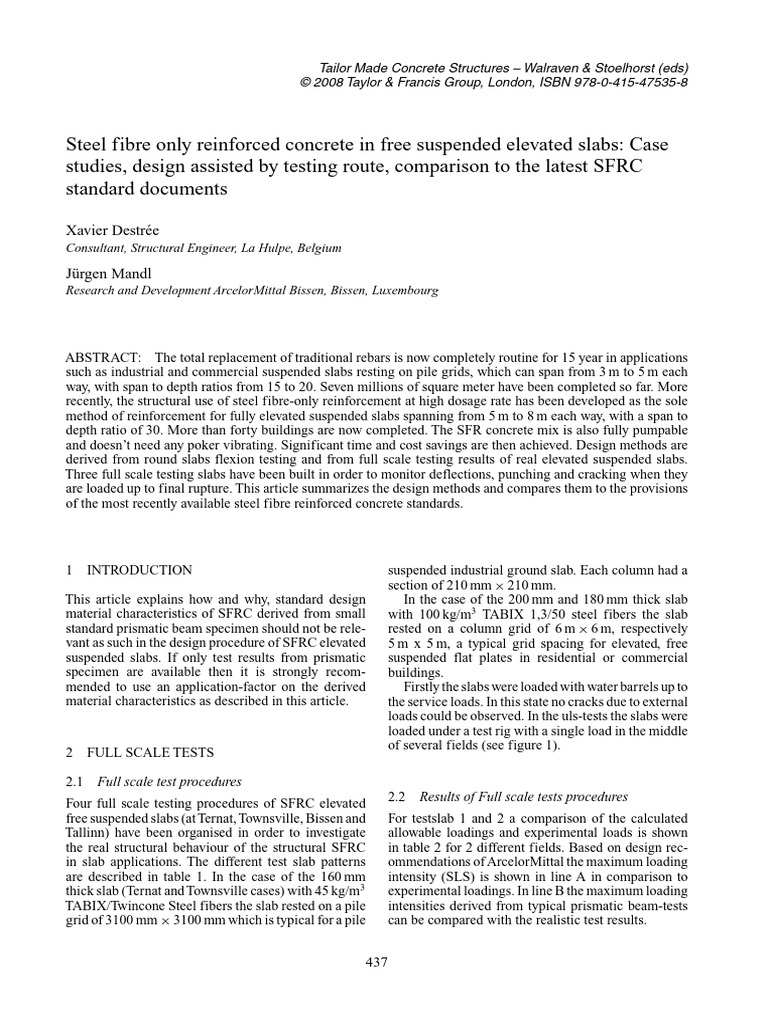 Steel Fibre Only Reinforced Concrete in Free Suspended Elevated Slabs ...