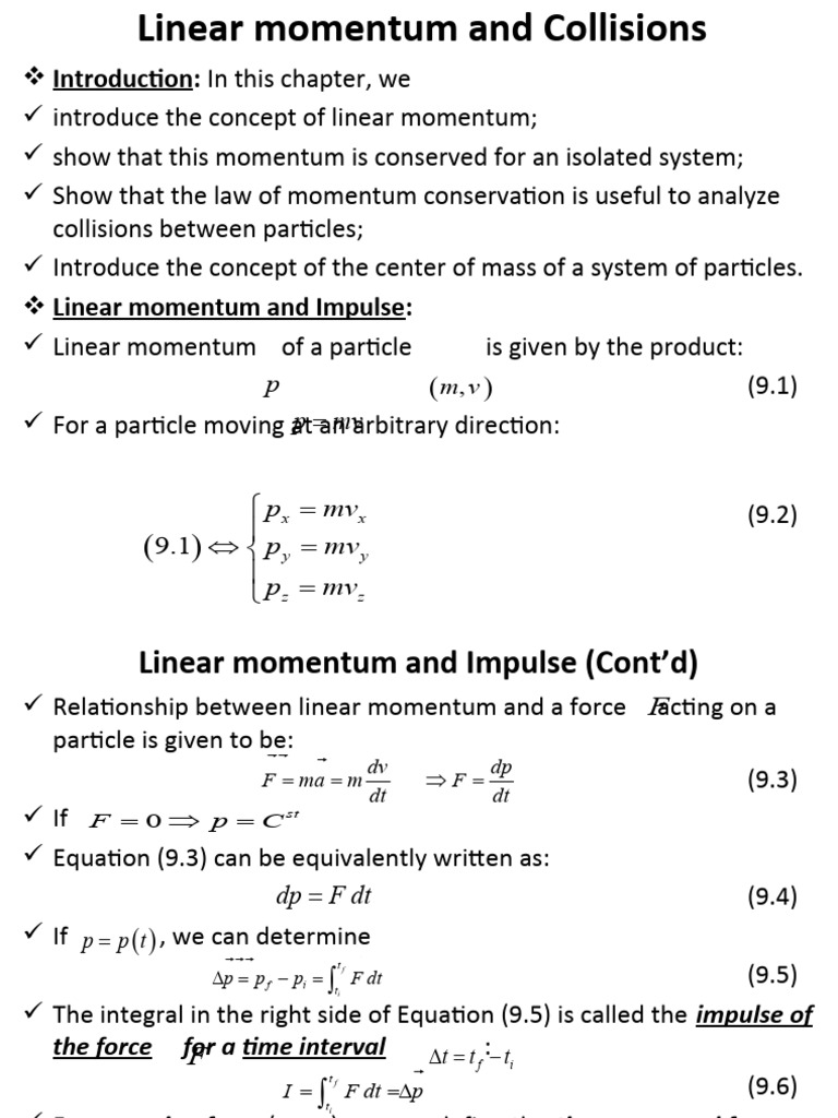 Lecture 5 - 1 - Linear Momentum and Collisions | PDF | Collision | Momentum