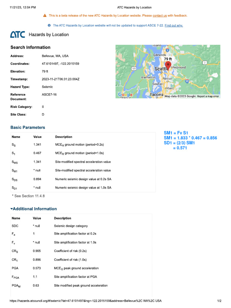 ATC Hazard Locations and Seismic Risks | PDF