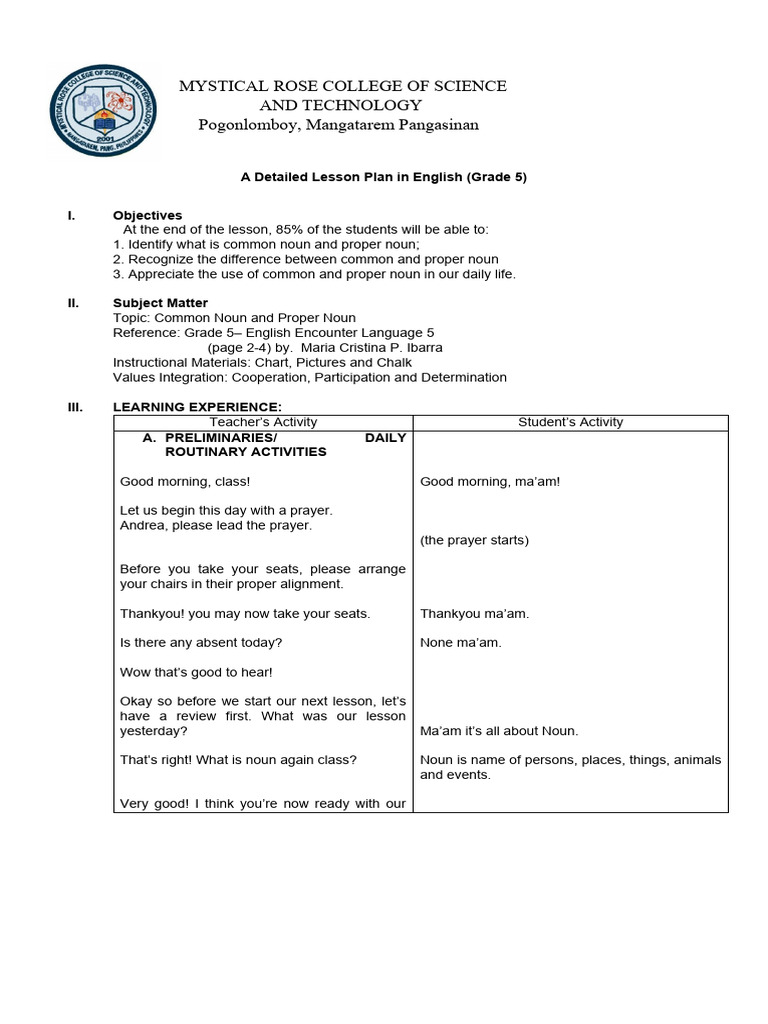 DetailedLessonPlan Alondra | PDF | Noun | Lesson Plan DetailedLessonPlan Alondra | PDF | Noun | Lesson Plan