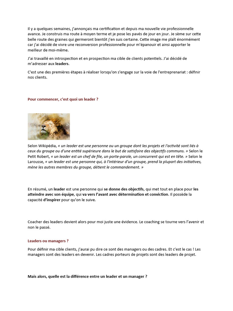 Qualités Essentielles D Un Bon Leader Pdf Direction