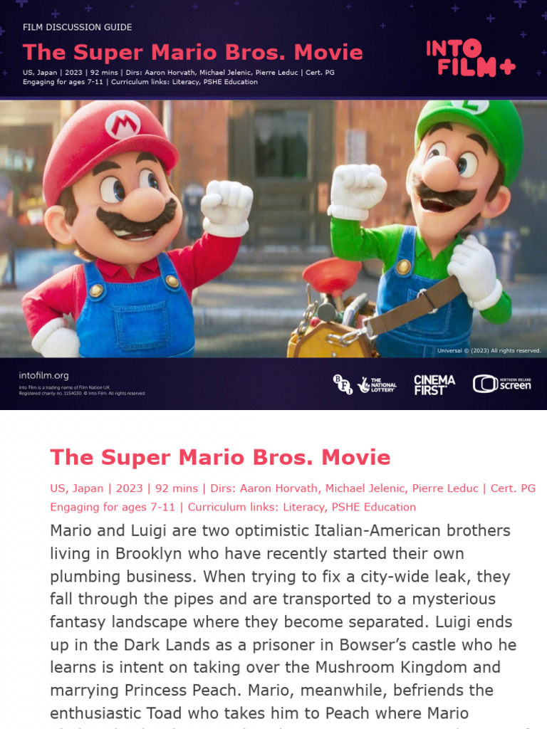 Super Mario Bros. Movie Discussion Guide | PDF | Mario | Nintendo ...