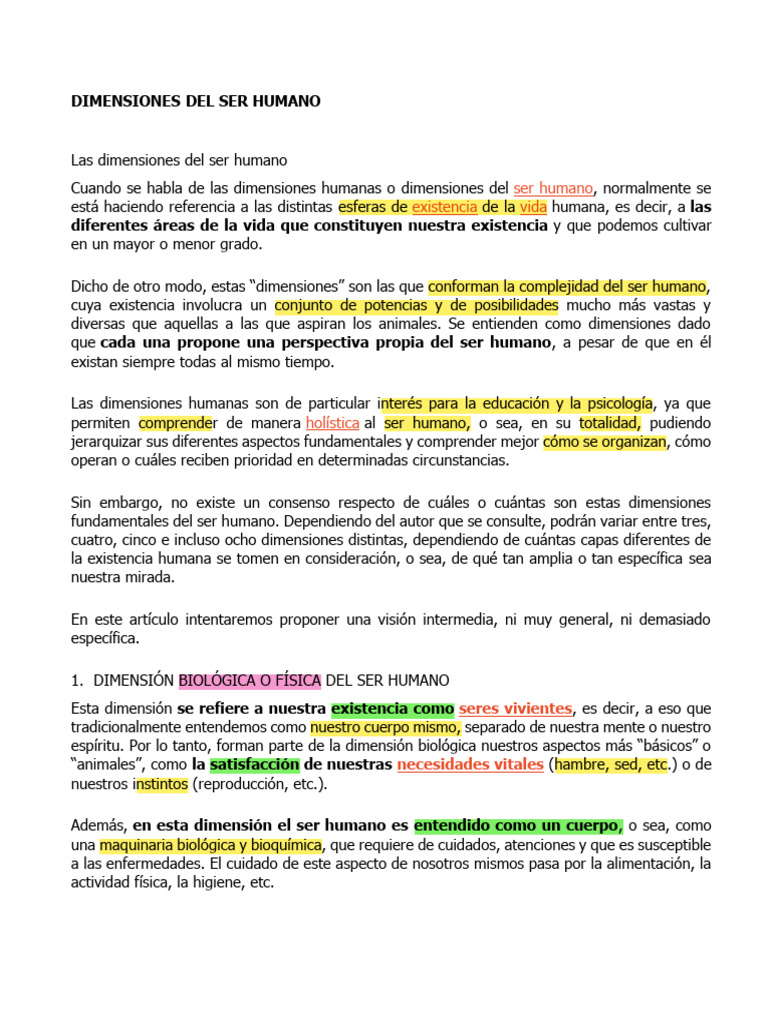 Dimensiones Del Ser Humano | PDF | Humano | Moralidad