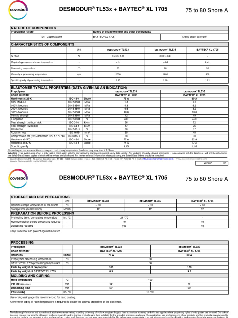 Desmodur TL53xx Based Systems | PDF | Young's Modulus | Pascal (Unit)