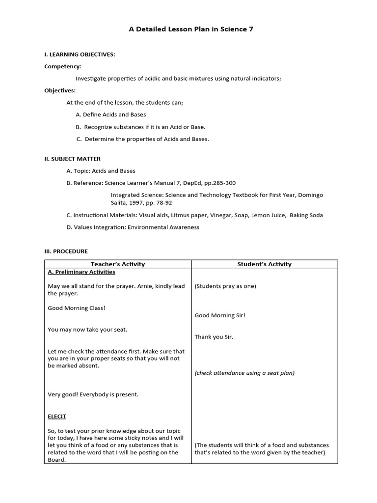 Lesson Plan Acids and Bases | Download Free PDF | Taste | Acid