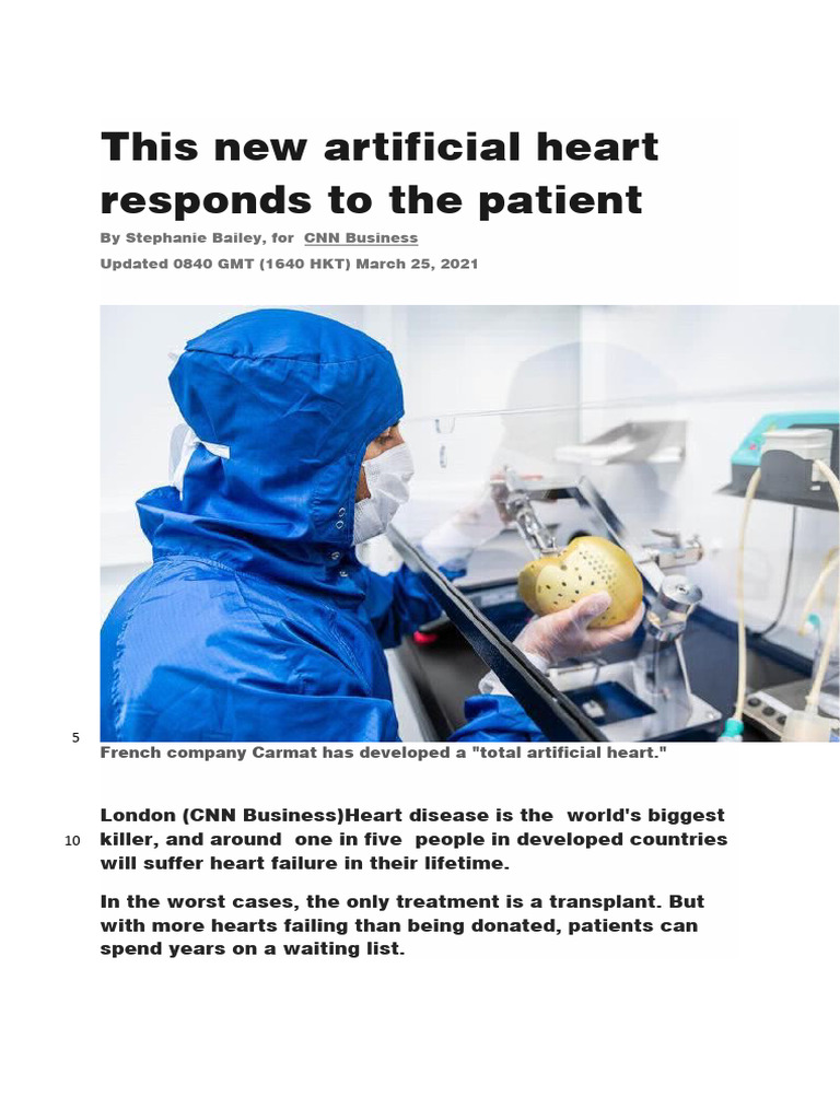Carmat Artificial Heart | PDF | Heart | Clinical Medicine