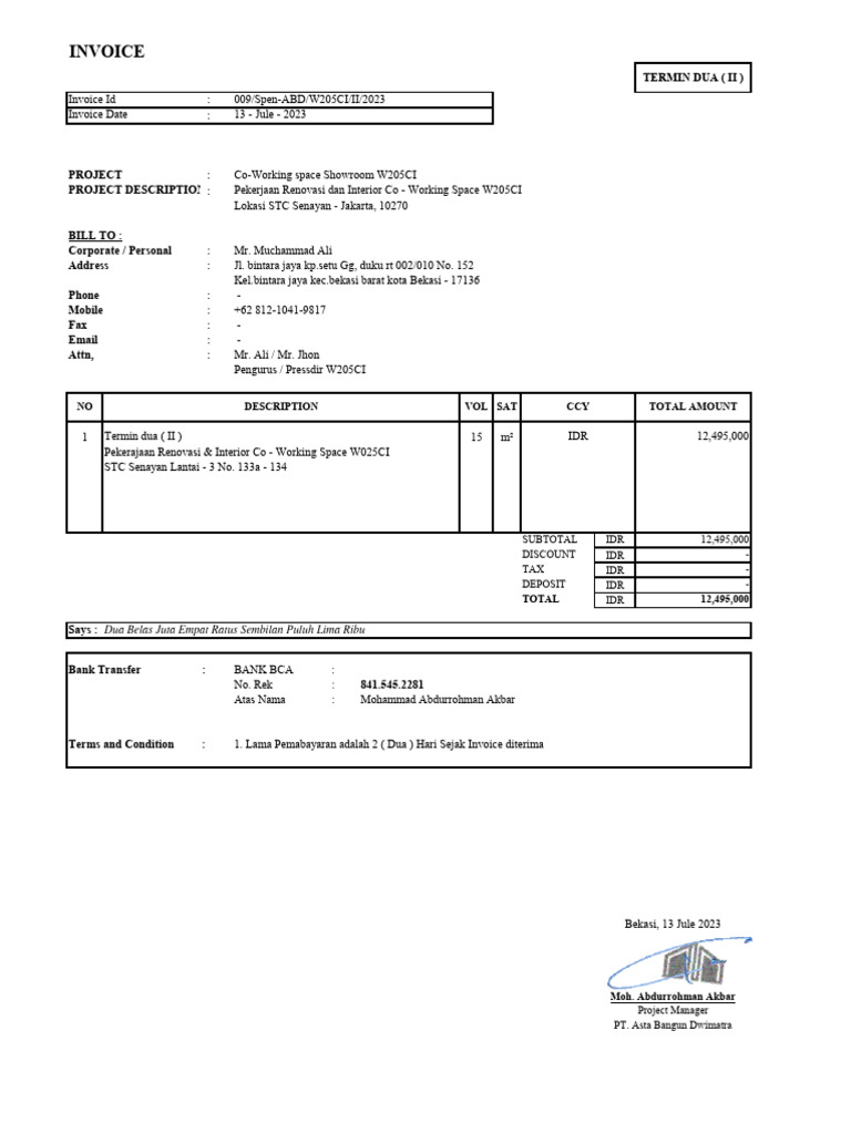Invoice Termin Ke - II | PDF