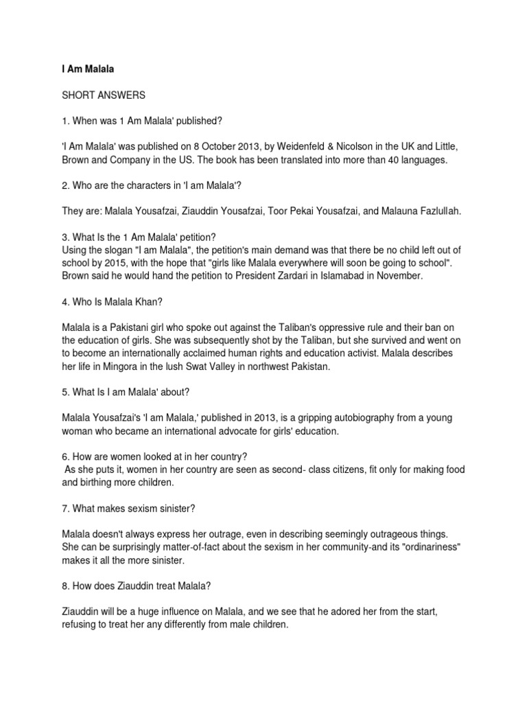 IAm Malala - Notes | Download Free PDF | Malala Yousafzai