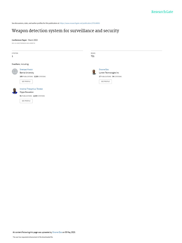 Weapon Detection System For Surveillance And Security Pdf Image