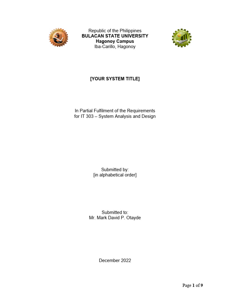 Format and Guidelines of SAD Final Requirements | Download Free PDF | Software Development | System