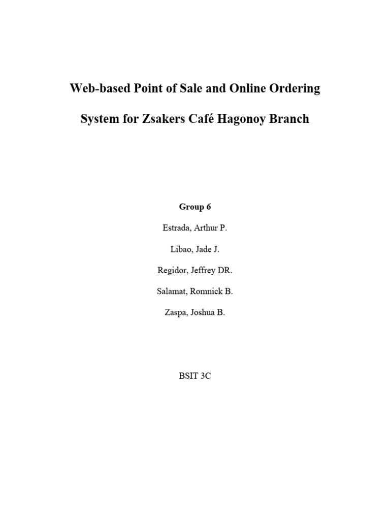Web Based Point of Sale and Online Ordering System For Zsakers Cafe ...