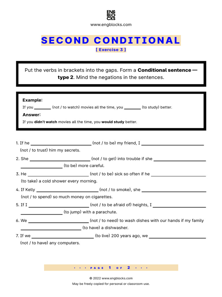 Conditional Sentences Type 2 Negative | PDF | Human Communication ...