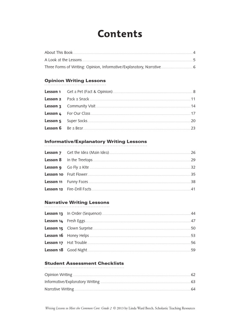 Grade 2 Writing Lessons Overview | PDF | Reason | Paragraph