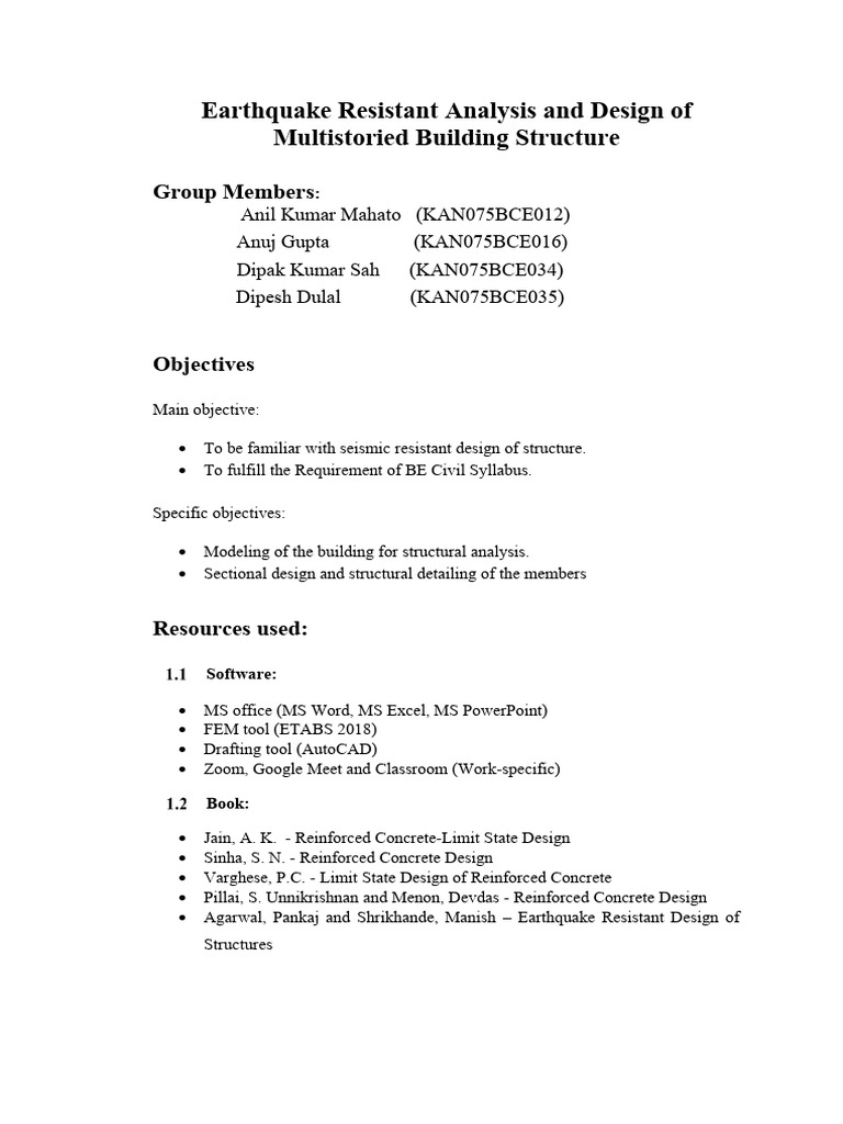 Final Year Project Summary Sample | PDF | Beam (Structure) | Earthquake ...