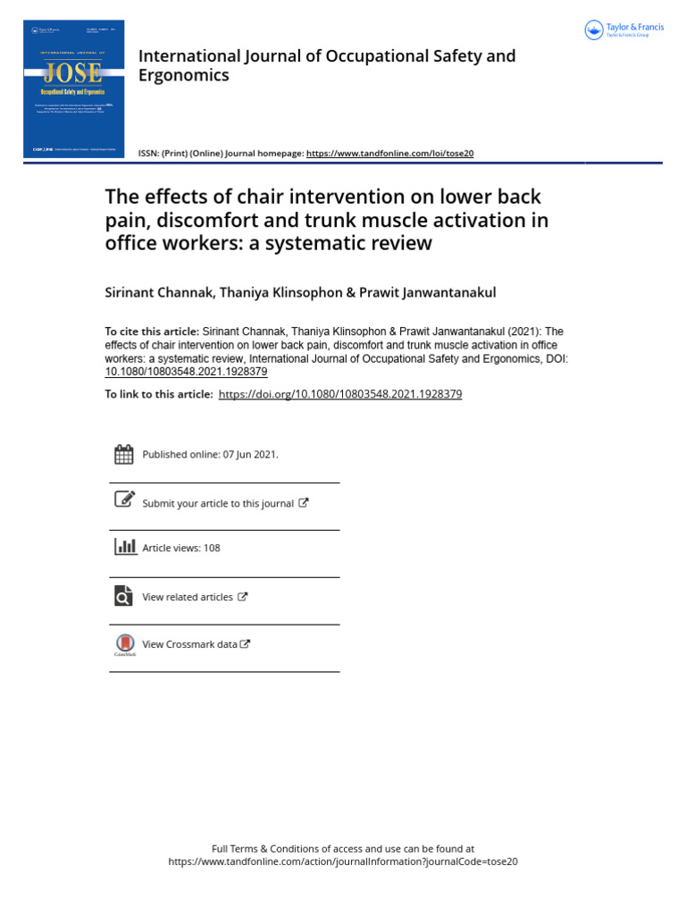 The Effects of Chair Intervention On Lower Back | PDF | Systematic ...
