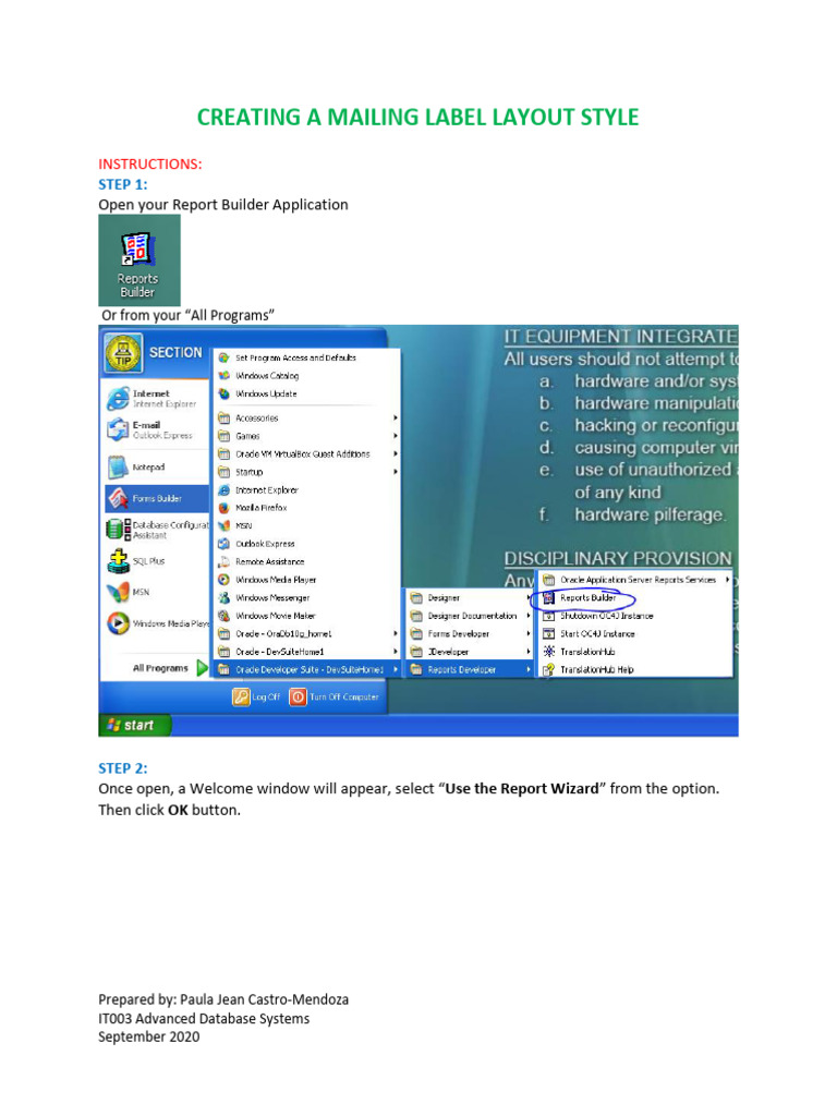 Database Mailing Label Guide | PDF | Databases | Page Layout