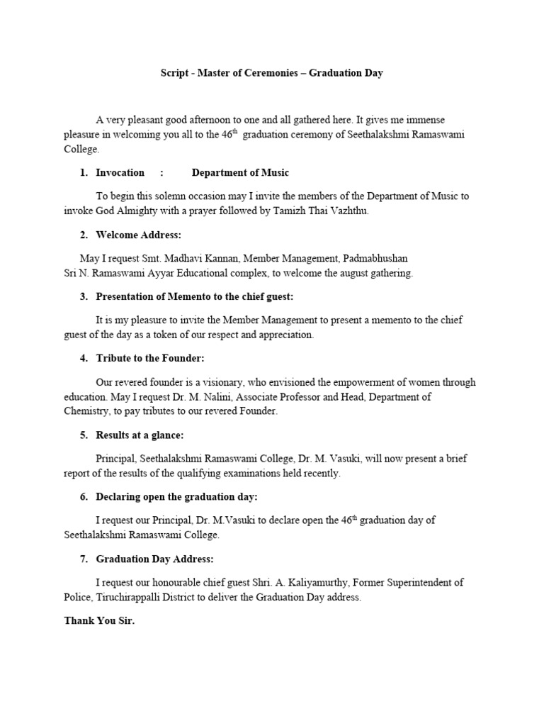 Script - MC - Graduation Day | PDF