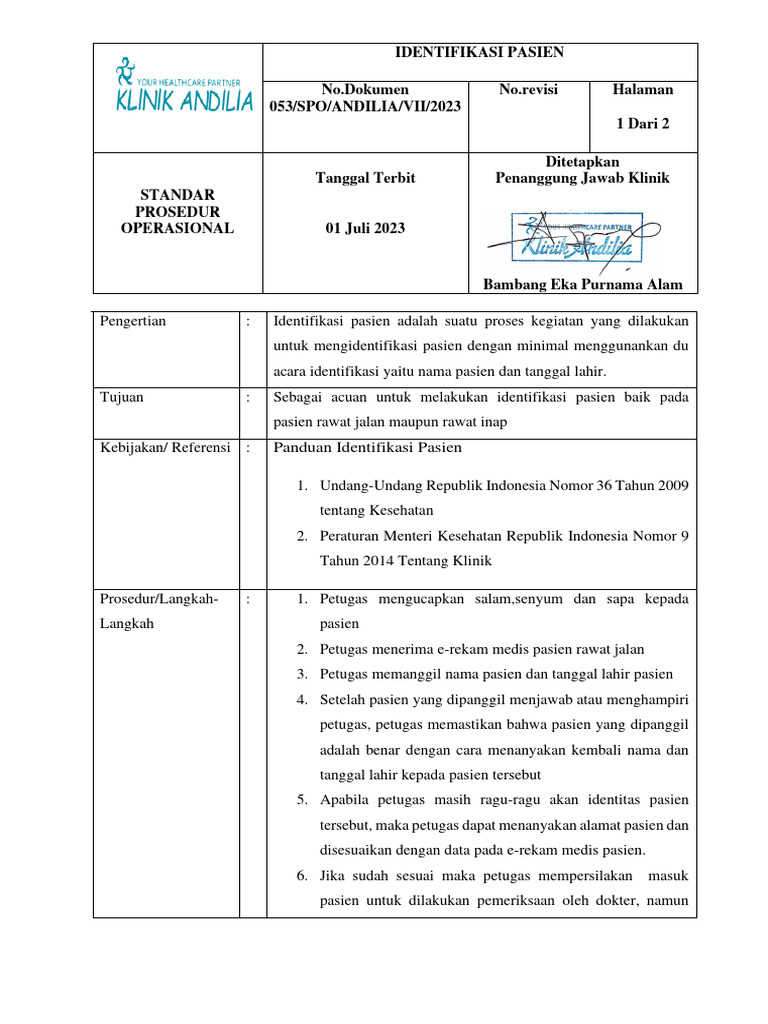 Fix Spo Cara Identifikasi Pasien | PDF