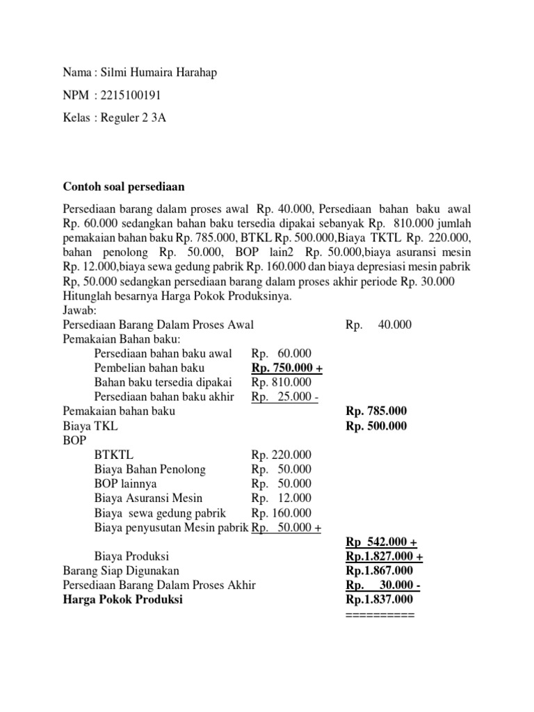 Tugas Persediaan Silmi Humaira HRP | PDF | Griya & Taman | Komputer