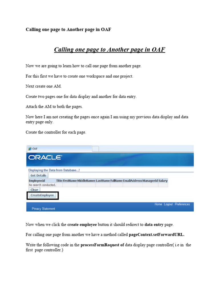 Calling One Page To Another Page in OAF | PDF | Teaching Methods ...