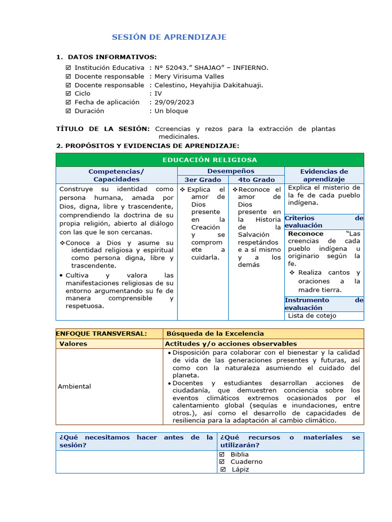 SESIÓN DE APRENDIZAJE Religion 29 de Setiembre | PDF | Oración ... SESIÓN DE APRENDIZAJE Religion 29 de Setiembre | PDF | Oración ...