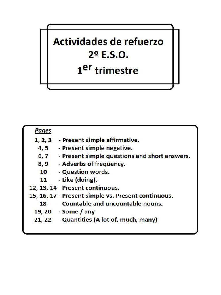 2ºESO - Actividades plan de refuerzo | PDF