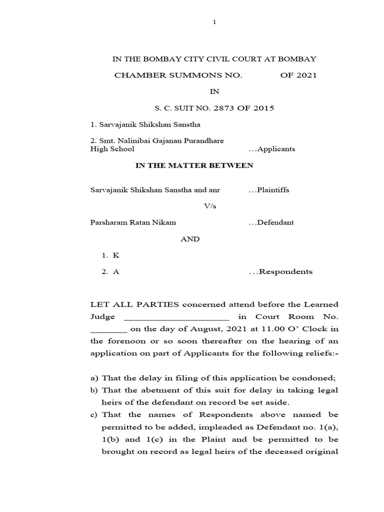 Chamber Summons | PDF | Justice | Crime & Violence